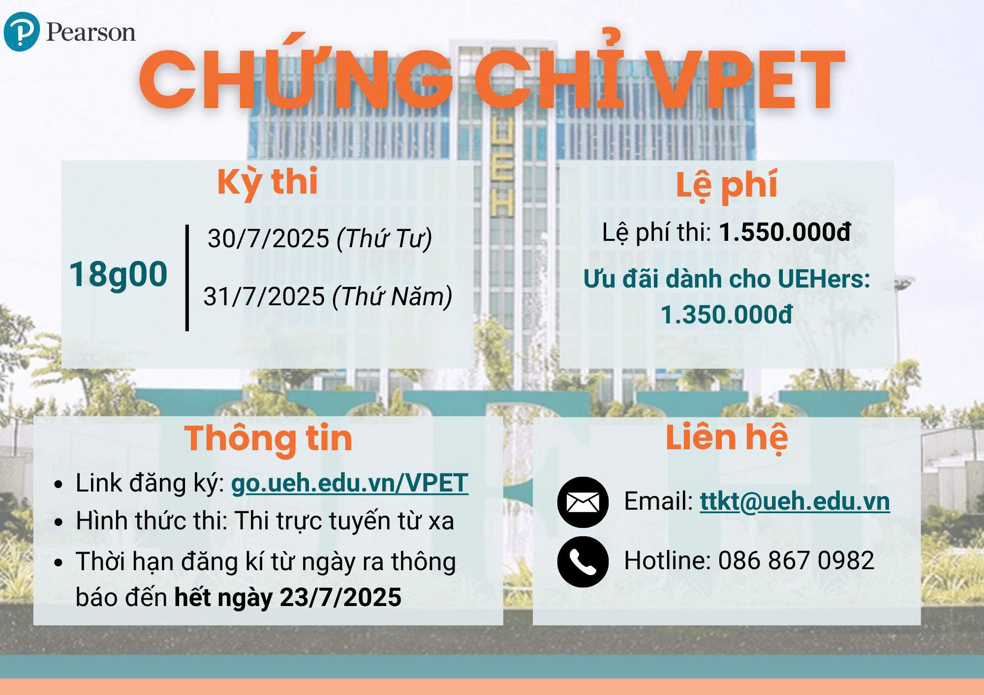 Kỳ thi VPET tháng 7.2025